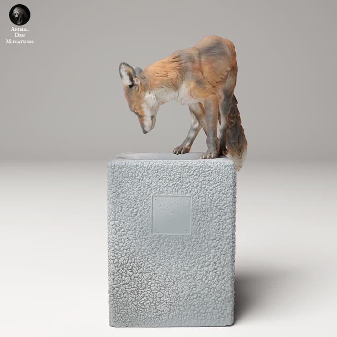Red Fox on Trash - UNPAINTED - Animal Den Miniatures - Etsy