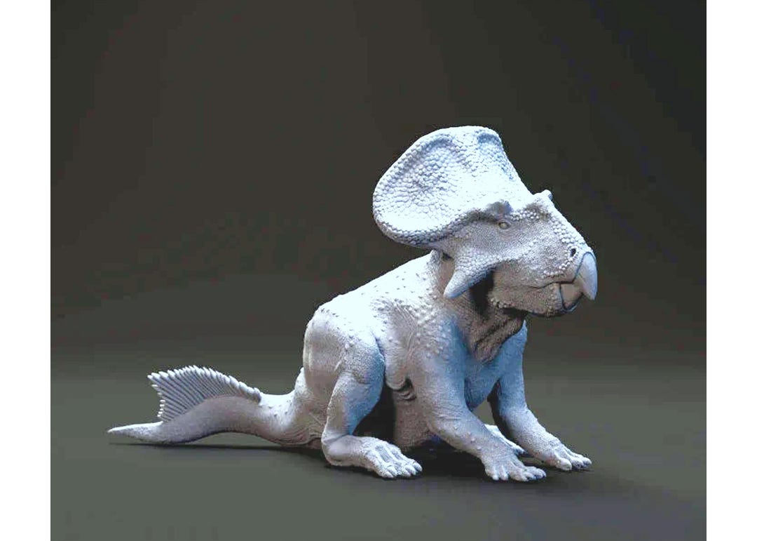 Protoceratops Sitting - UNPAINTED - Dino and Dog Miniatures - Etsy