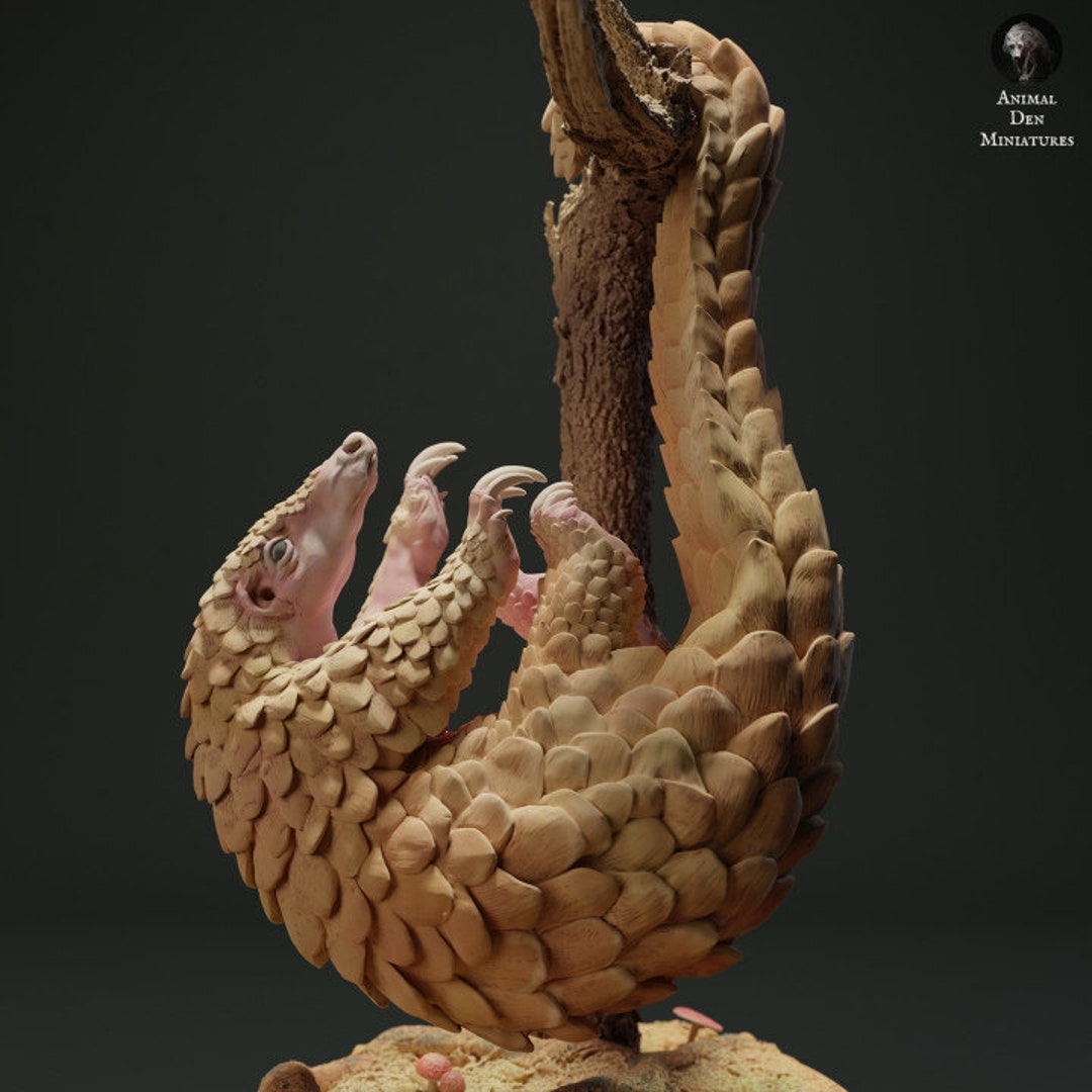 Sunda Pangolin Hanging - UNPAINTED 3D Resin Figure - Animal Den ...