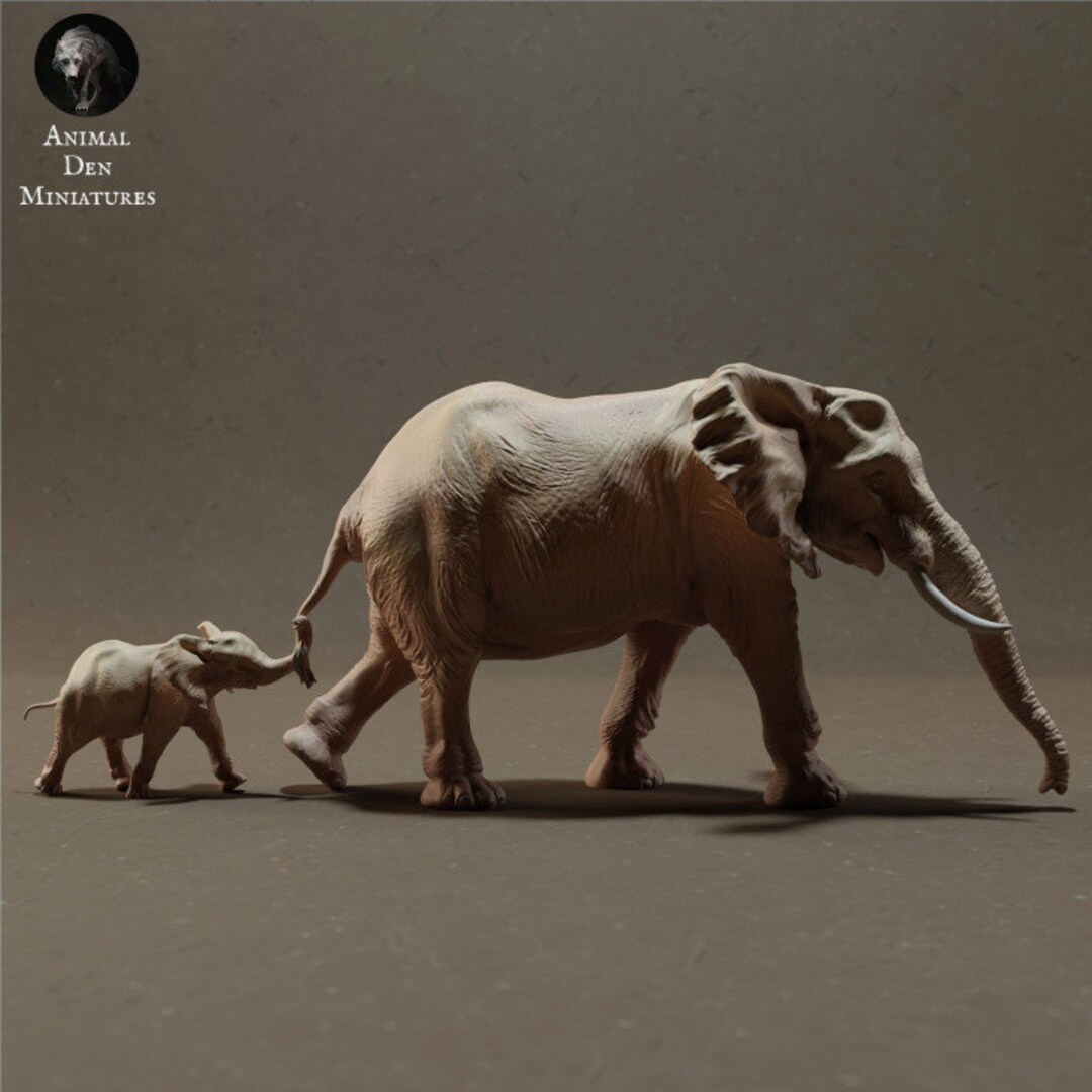 African Bush Elephant Cow and Calf - UNPAINTED - Animal Den Miniatures ...