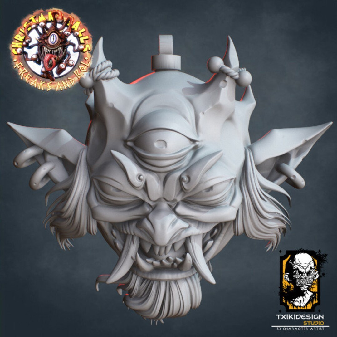 Oni Mask Ball - UNPAINTED - Txiki Design Studio - Etsy