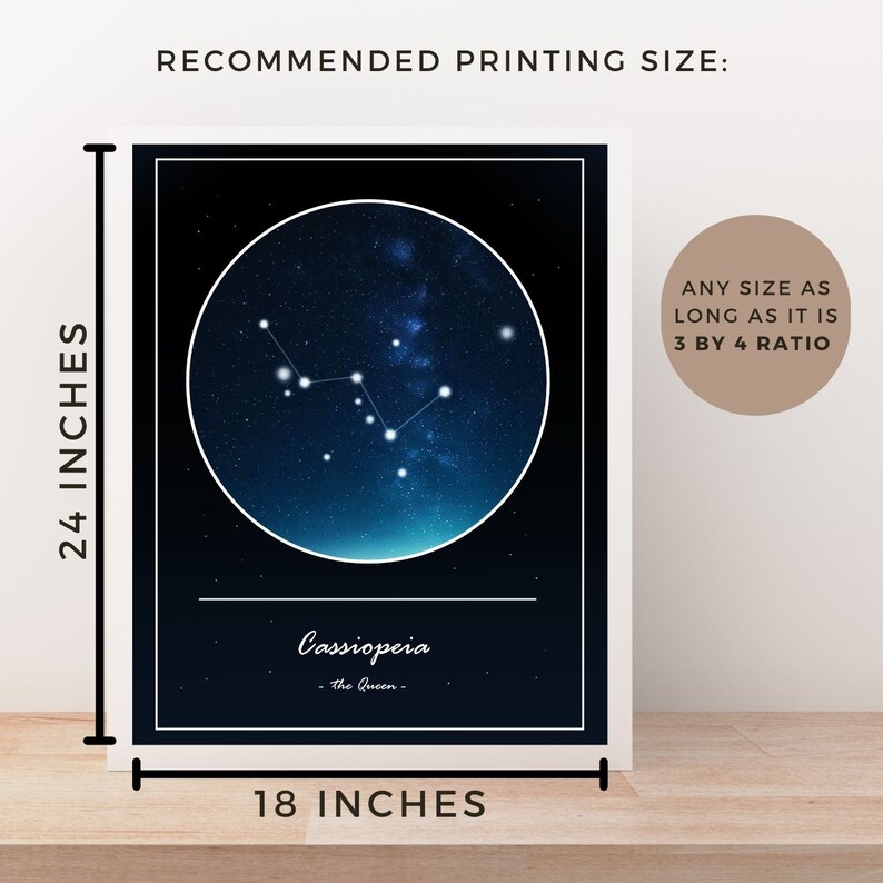 Cassiopeia the Queen Digital Download Constellation Printable Wall Art ...