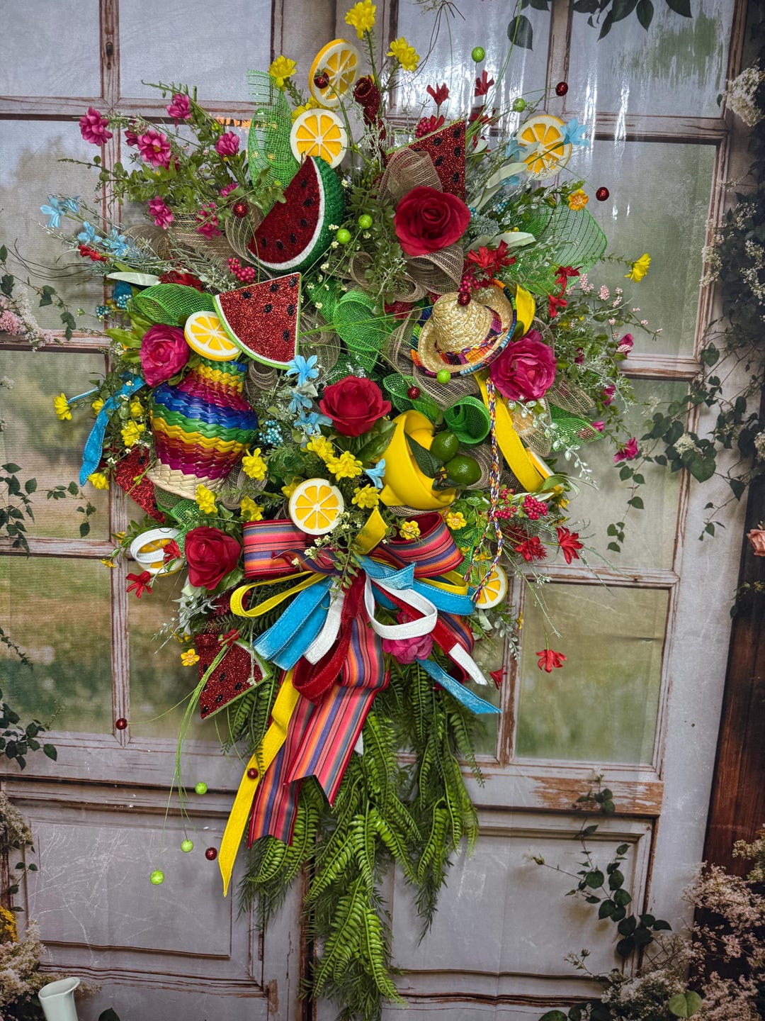 Beautiful Cinco De Mayo Door Wreath . With Bright Colors Roses Filler ...