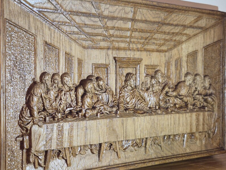 Hand Carved Oak .wood Wall Art . the Last Supper, Personalized ...