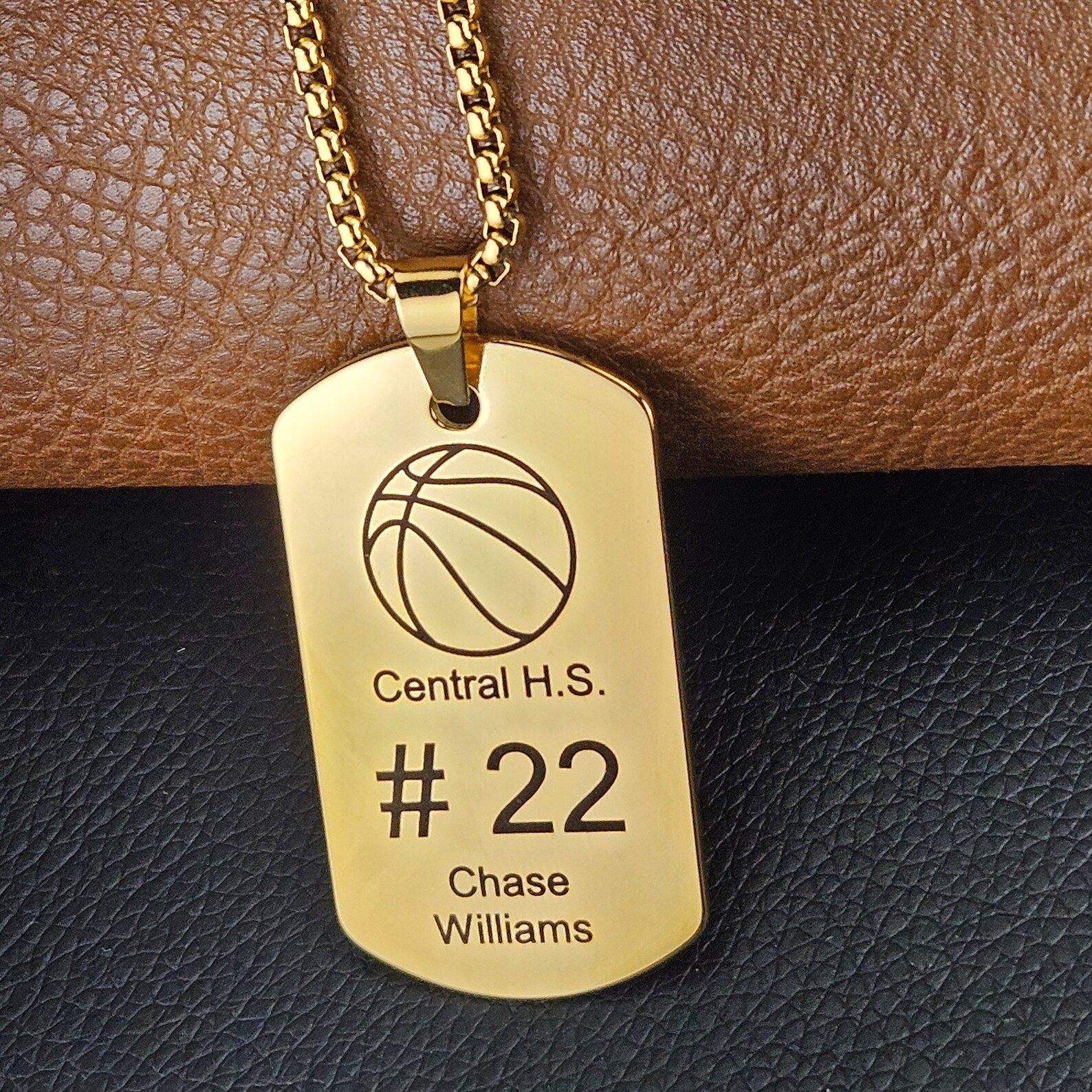 Large Dog Tag With a Basketball, School, Number and Name Necklace - Etsy