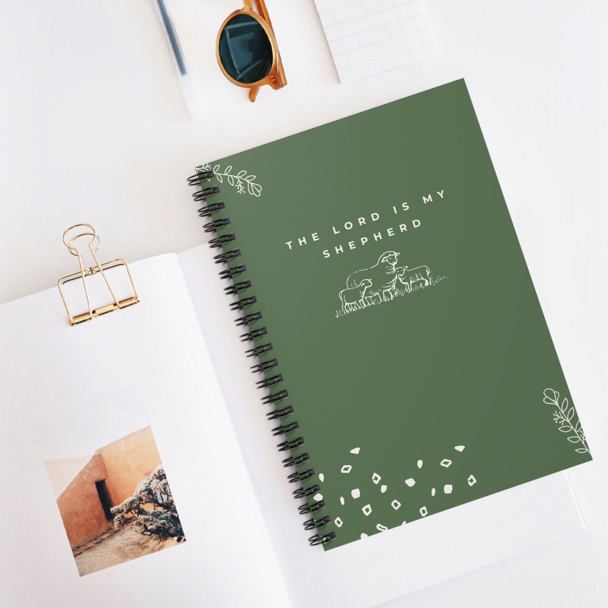 The Lord is My Shepherd Notebook, Green Spiral Notebook, Jesus Notes ...