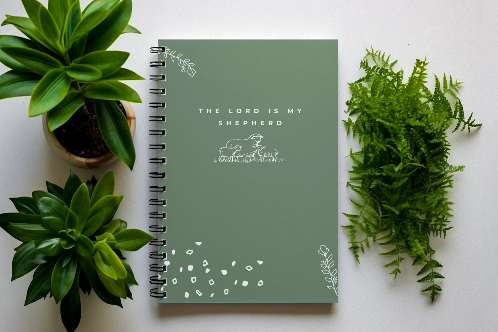 The Lord is My Shepherd Notebook, Green Spiral Notebook, Jesus Notes ...