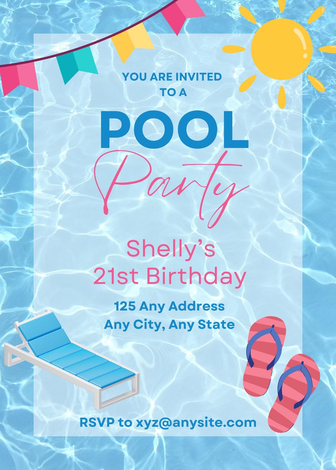 Editable Invitation Template Pool Party Summer Printable Canva - Etsy
