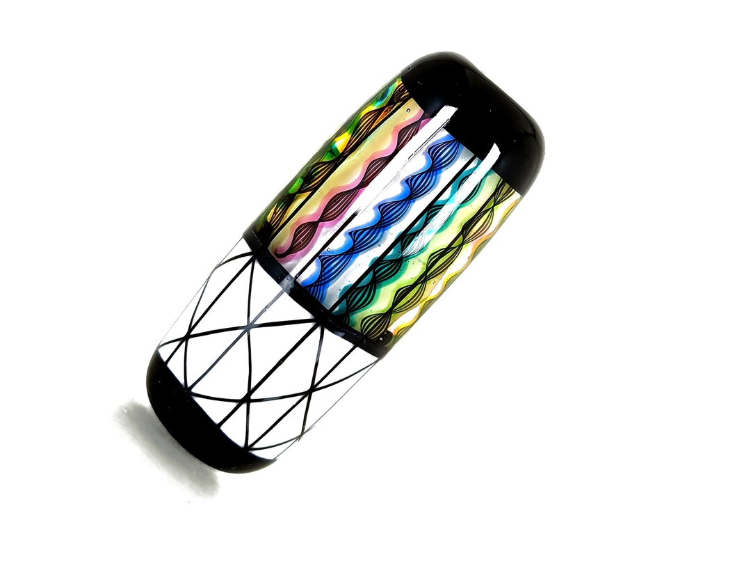 Rainbow Latticino and Stringer Line Pattern Bead : Contemporary Pattern ...