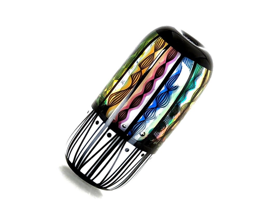 Rainbow Latticino and Stringer Line Pattern Bead : Contemporary Pattern ...