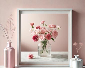 Lovely Pink Floral Digital Poster, AI Art for Home Decor, Sizes up to ...