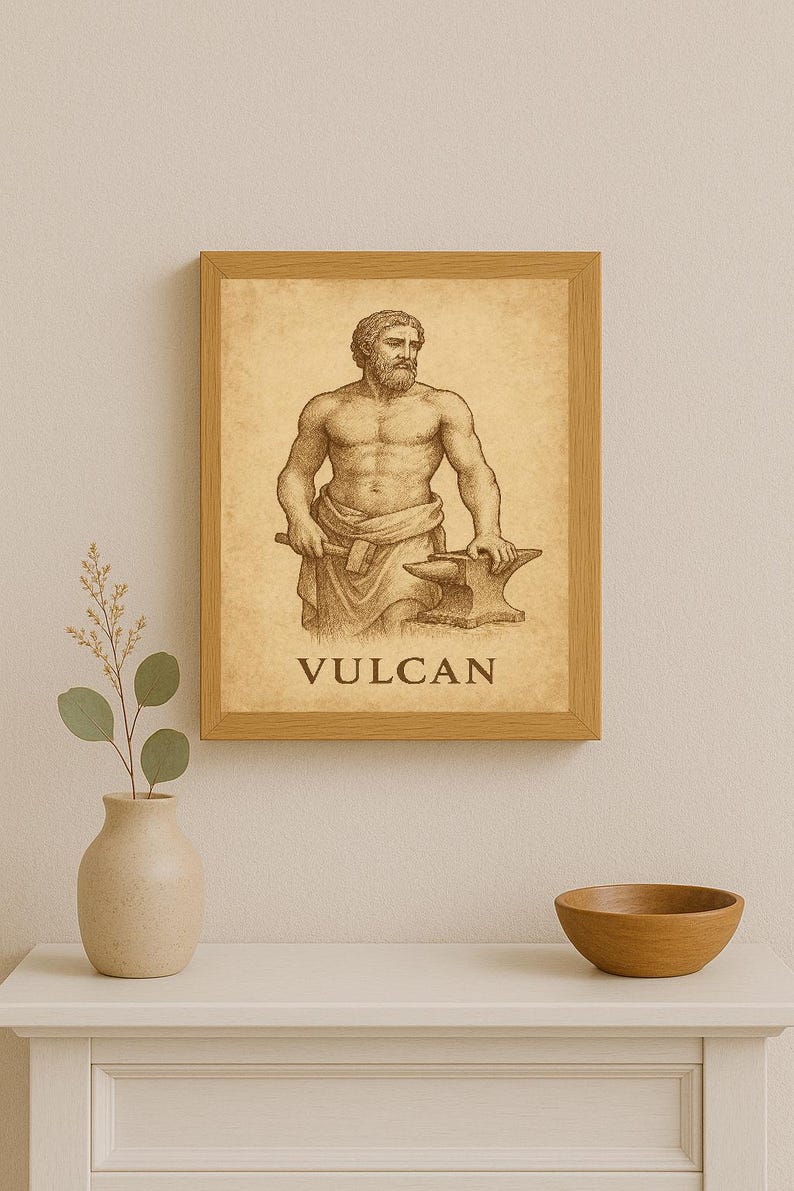 VULCAN – God of Fire & Forge | Vintage Mythology Wall Art Printable - Etsy