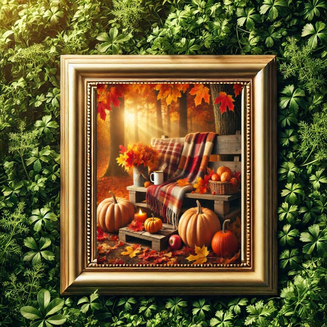 Autumn Cozy Scene Art Print, Fall Decor, Rustic Pumpkin Illustration ...