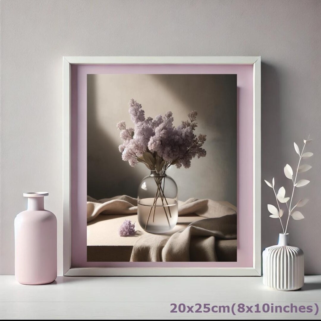 Pastel Purple Floral Digital Poster, AI Art for Home Decor, Sizes up to ...