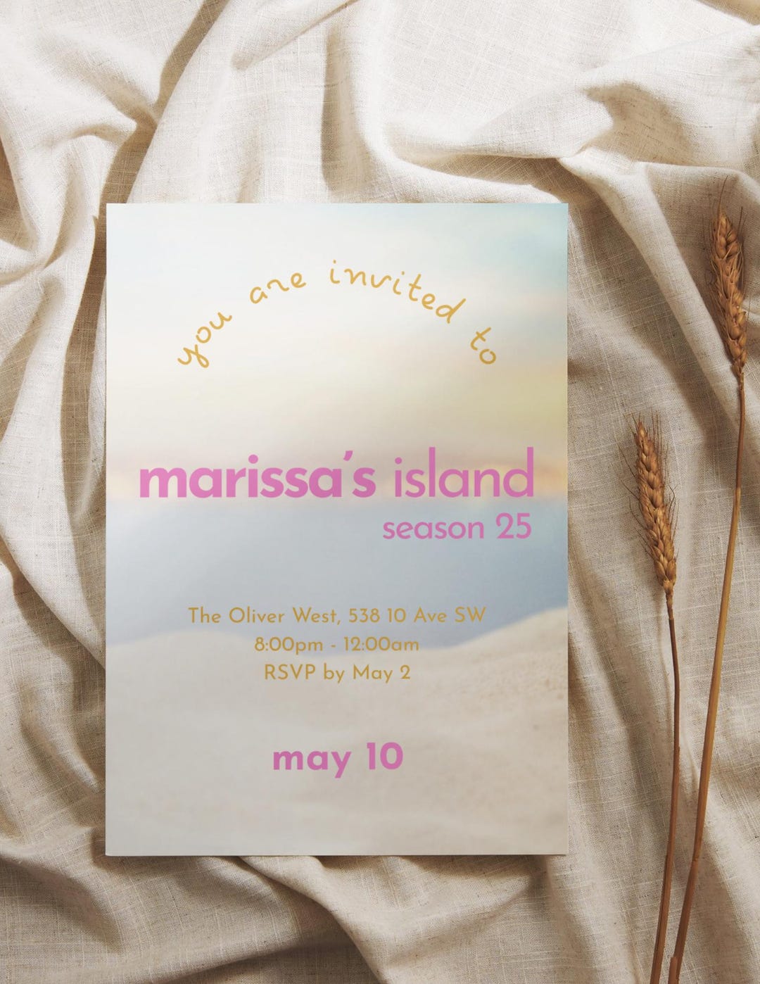 Love Island Inspired Invitation Card for Birthdays, Bachelorettes ...