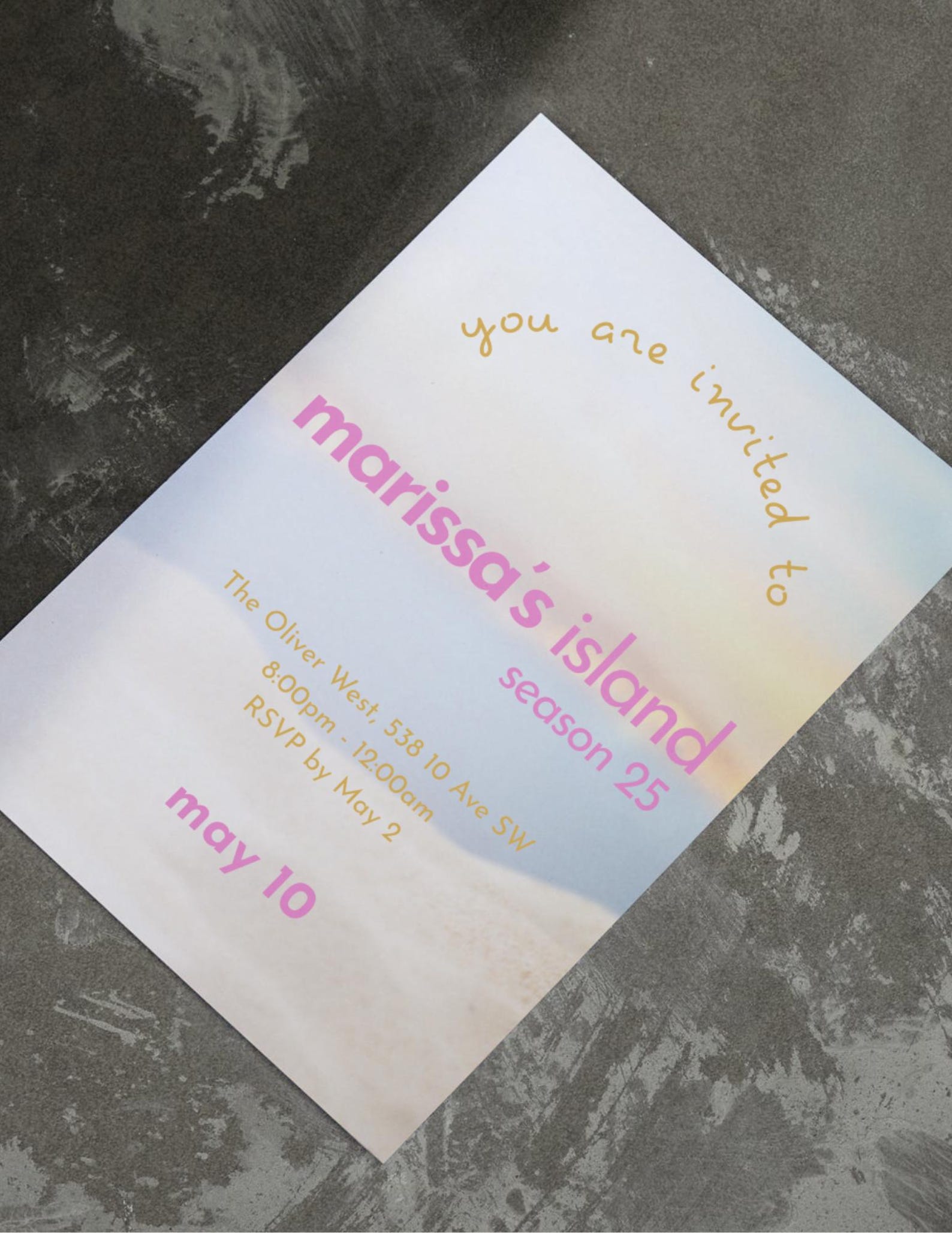 Love Island Inspired Invitation Card for Birthdays, Bachelorettes ...