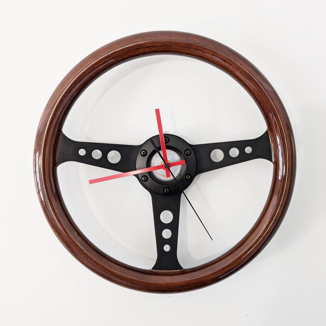 14“ Steering Wheel Wall Clock, Automotive Decor, Modern Wall Art, Man ...