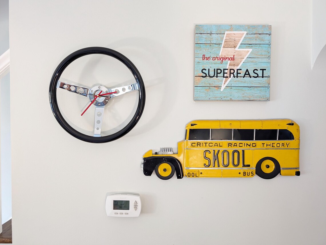 15" Black & Chrome Wall Clock, Motorsports Enthusiast, Automotive Gifts ...