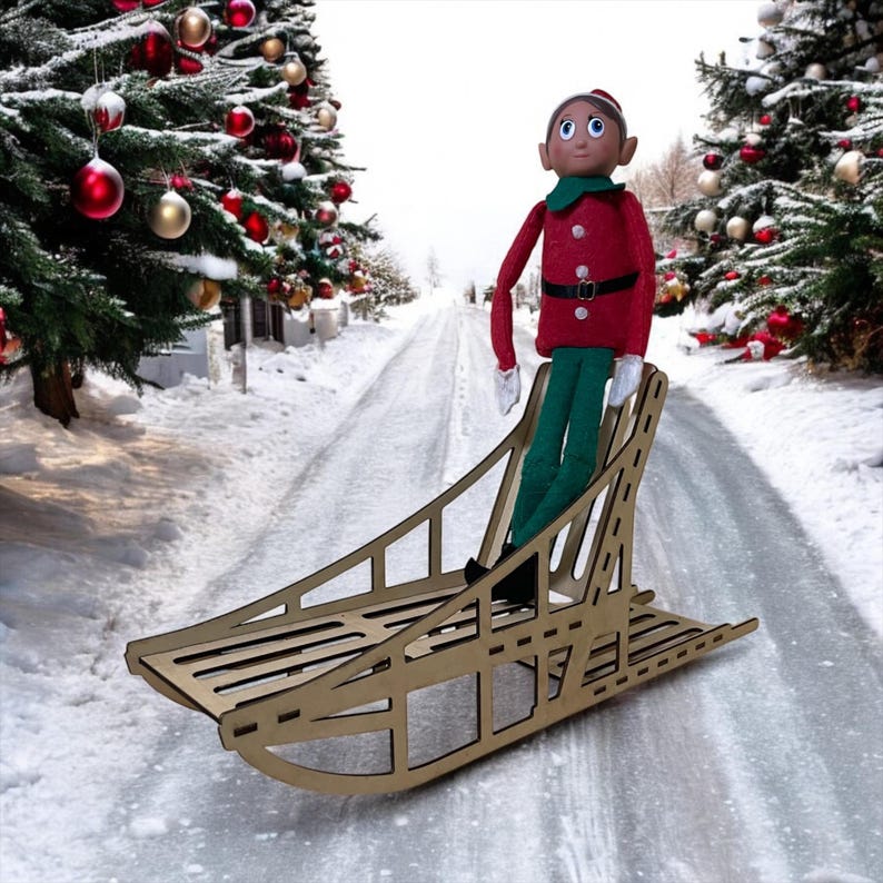 Elf Dog Sled - Christmas Holiday Decoration - Digital Download - Etsy