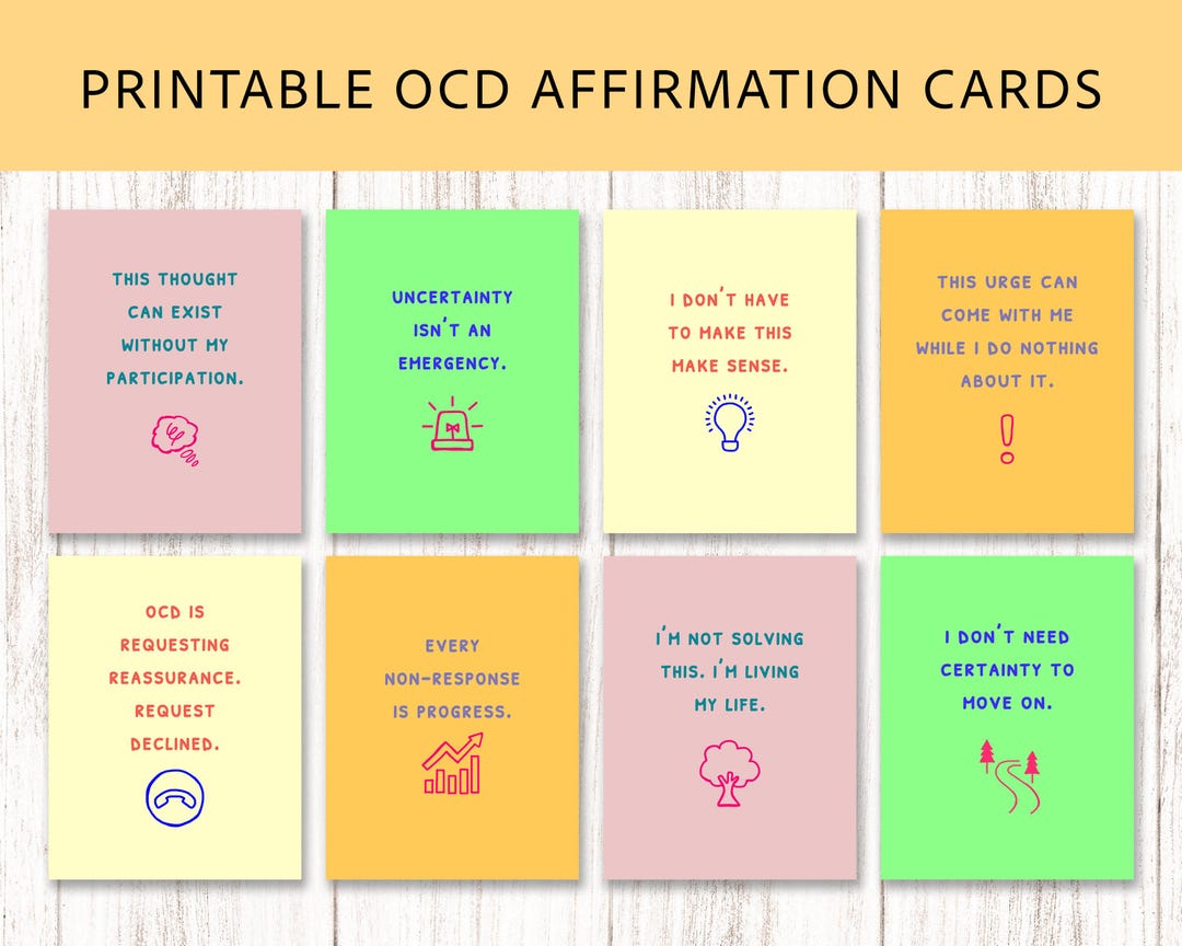 Printable OCD Affirmation Cards, Obsessive Compulsive Disorder ...