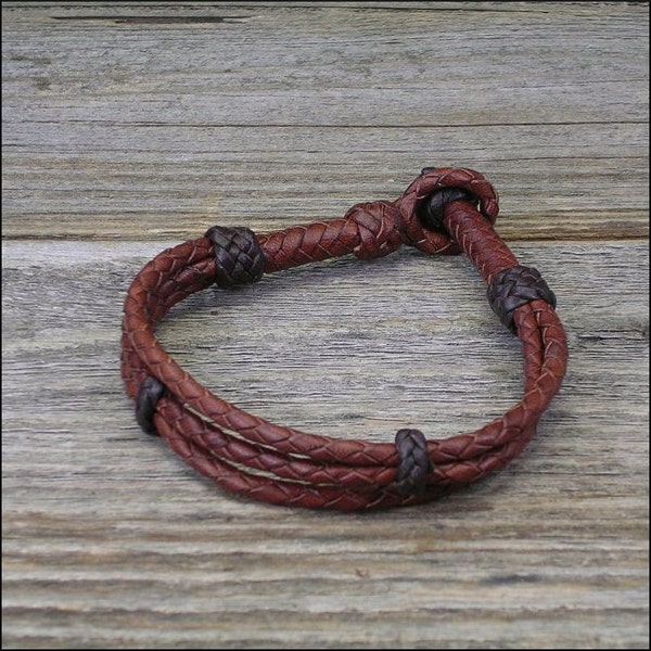 Braided Leather Bracelet - Etsy