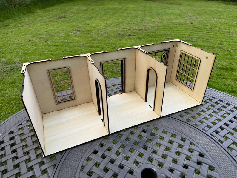 Modular 1:12 Scale Stackable Dollhouse Room Box – 3 Rooms, Arched ...