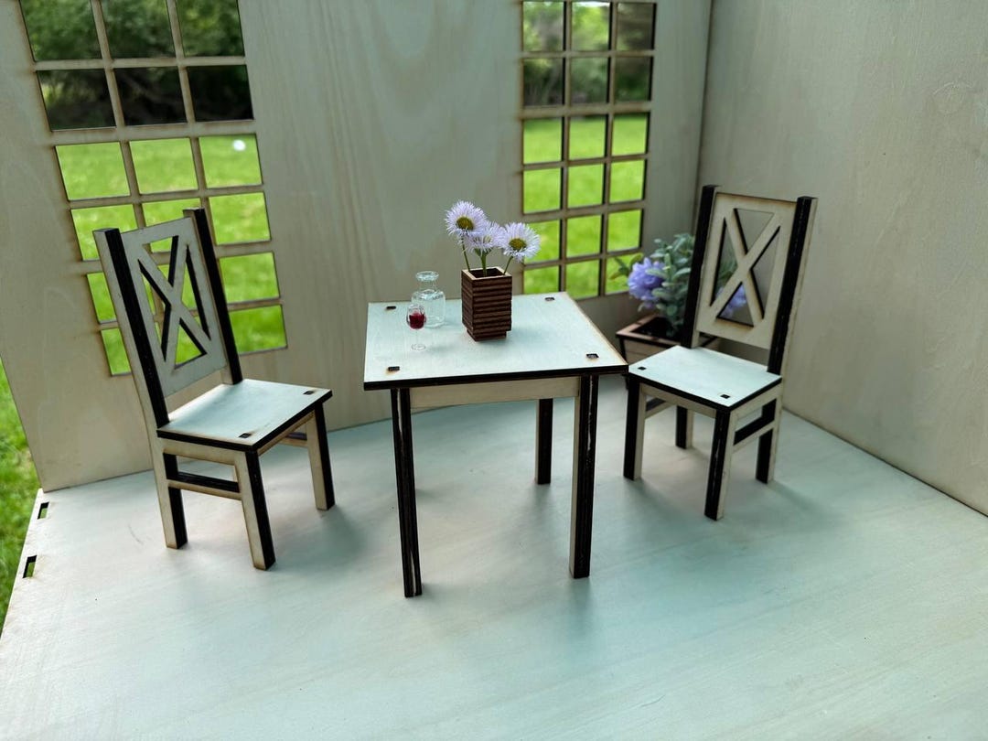 Miniature Dining Table and Chairs Set – 1:6 Scale Kitchen Furniture for ...