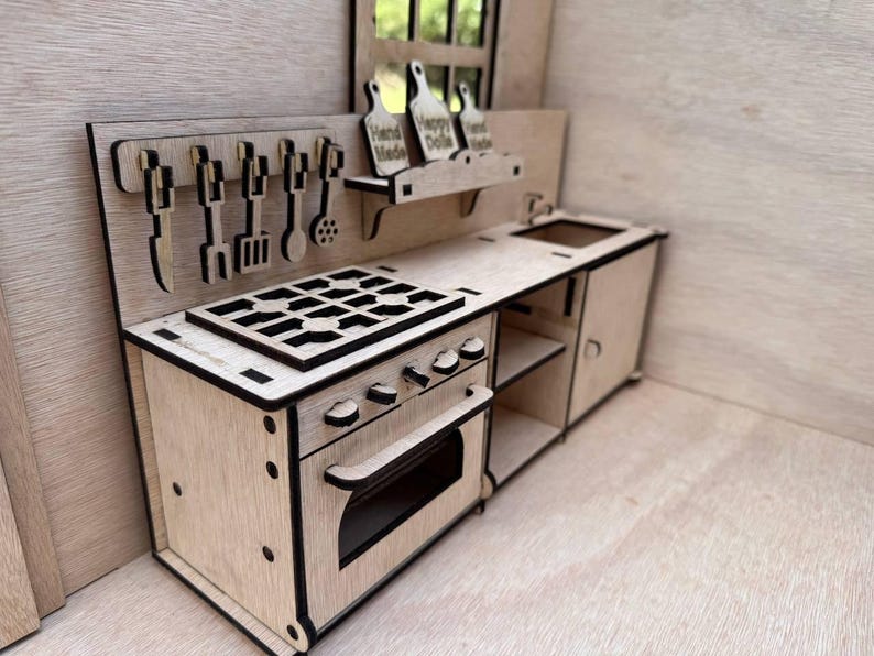 Miniature Kitchen Set 1:6 Scale – Dollhouse Furniture With Sink, Oven ...