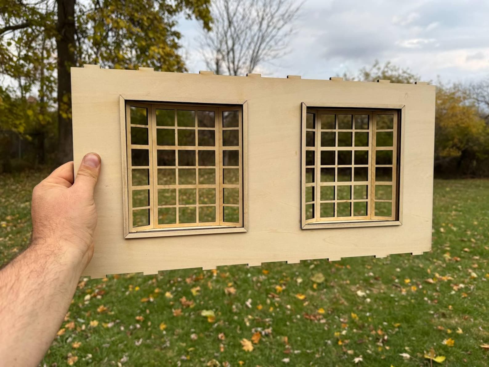 Stackable Dollhouse Wall With Two Bay Windows | Modular Room Box Wall ...