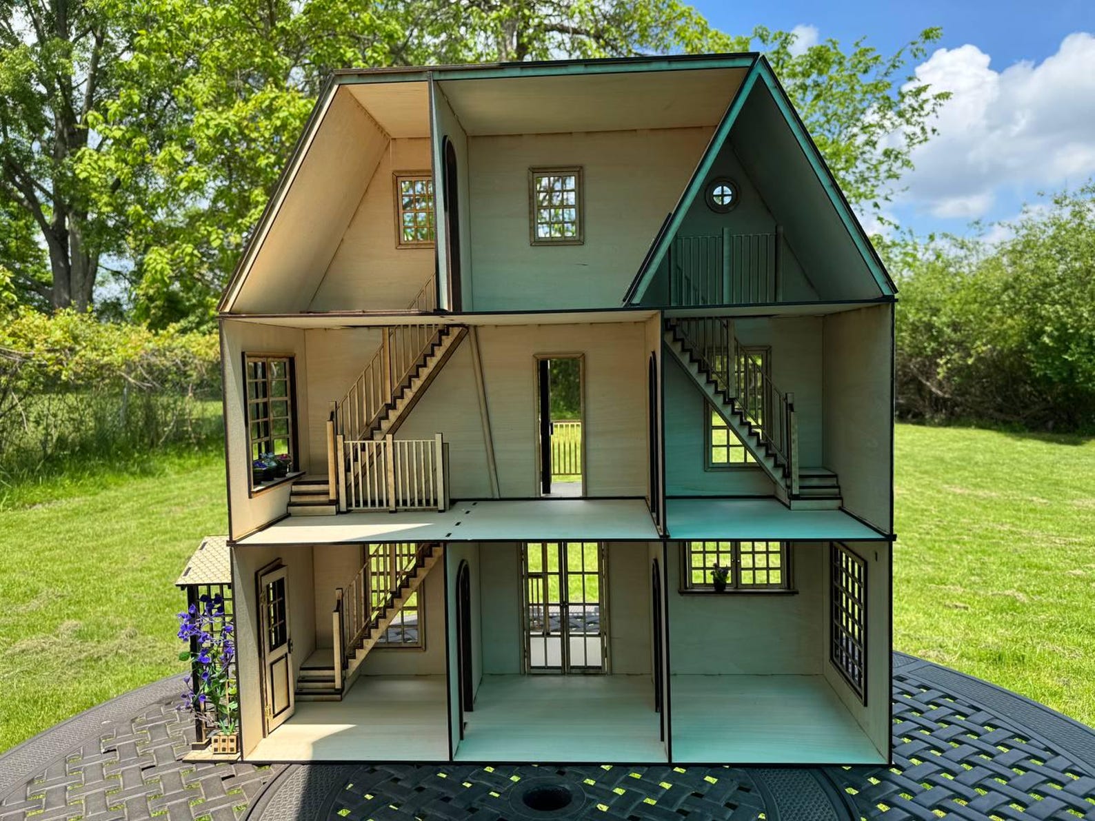 1:12 Scale Wooden Dollhouse Kit, Three Story Miniature DIY House - Etsy