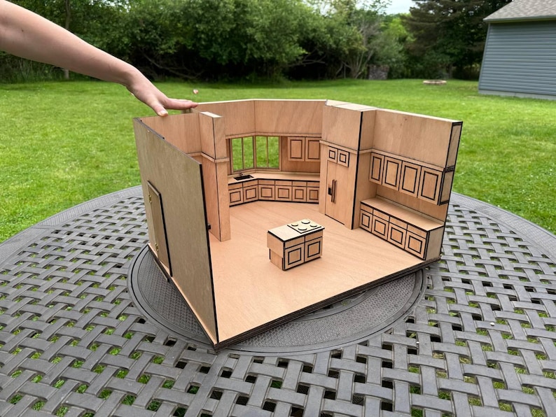 1:12 Scale Miniature Kitchen Room With Furniture – DIY Assembled Blocks ...