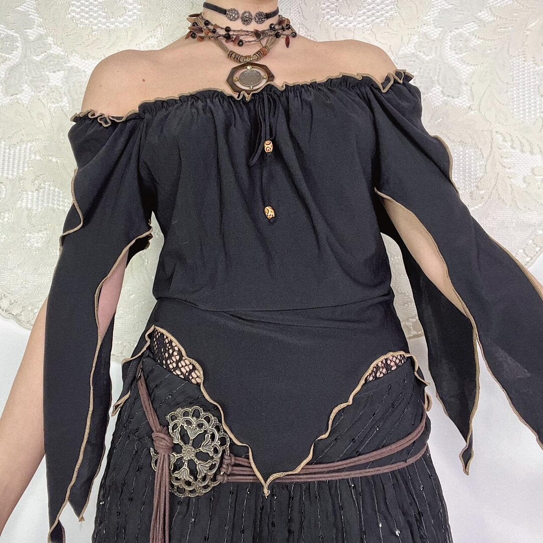 Vintage Gothic Bell Sleeve Witch Blouse - M / UK 10-12. Beautiful for ...