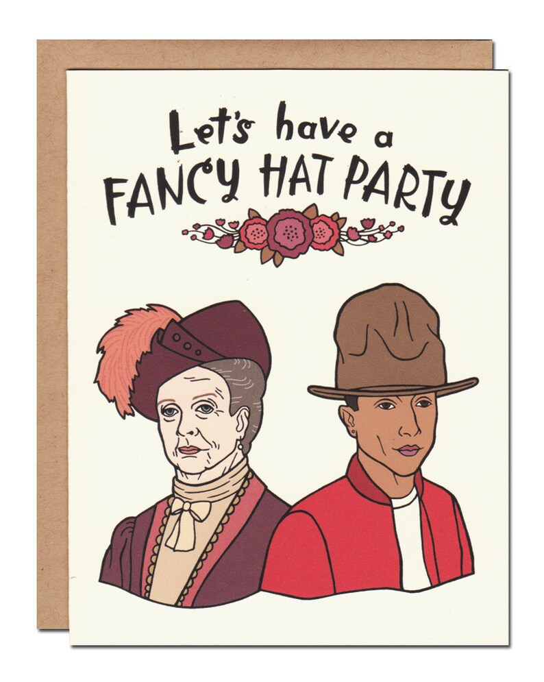 Fancy Hat Party Card | Etsy