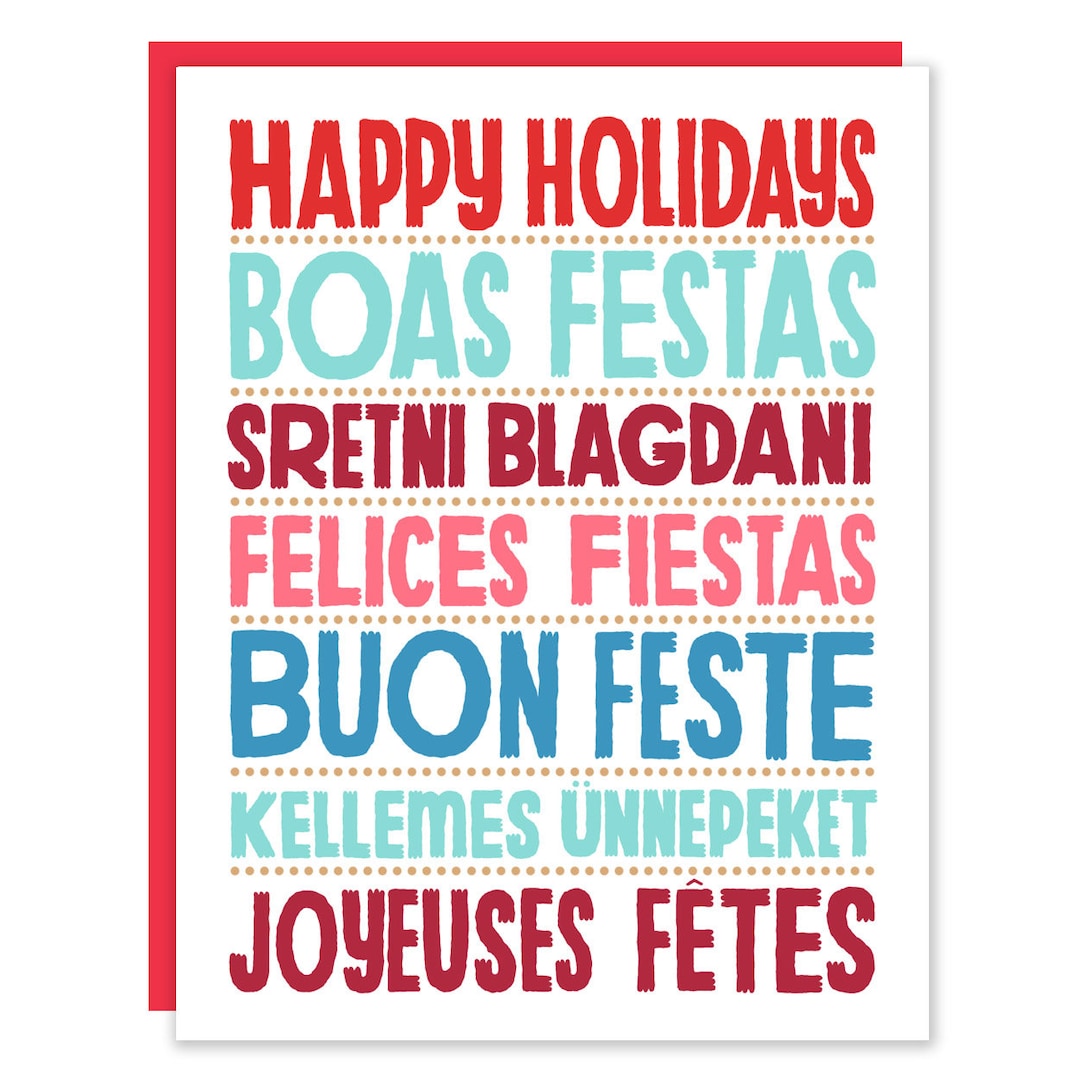 Happy Holidays in Many Languages Card - Etsy