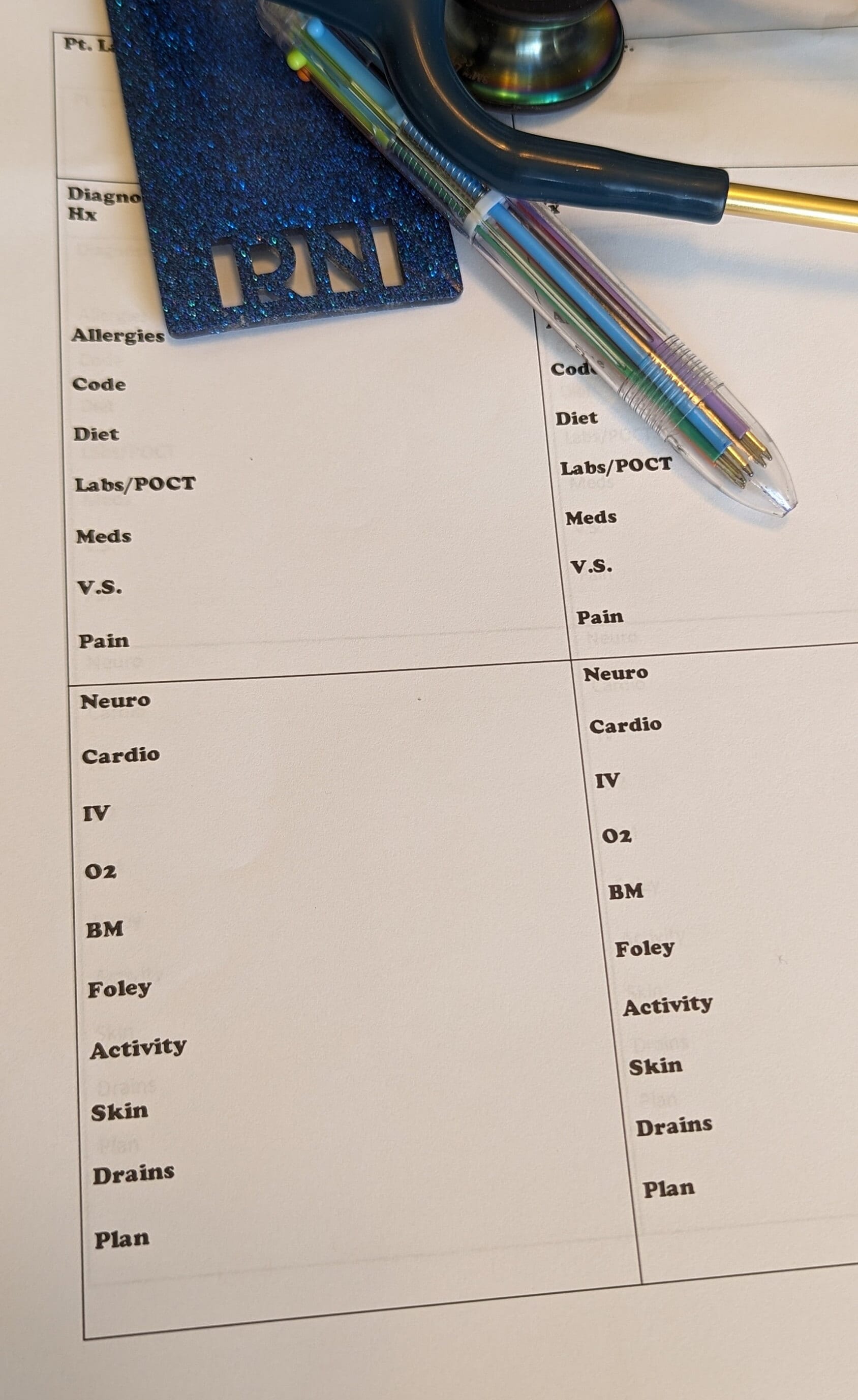 Nurse Brain AKA Report Sheet for Organized Nurses. Bubbly Font Version ...