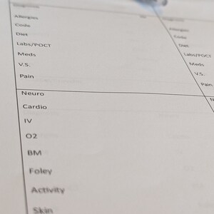 Original Nurse Brain AKA Report Sheet. Basic Version. - Etsy
