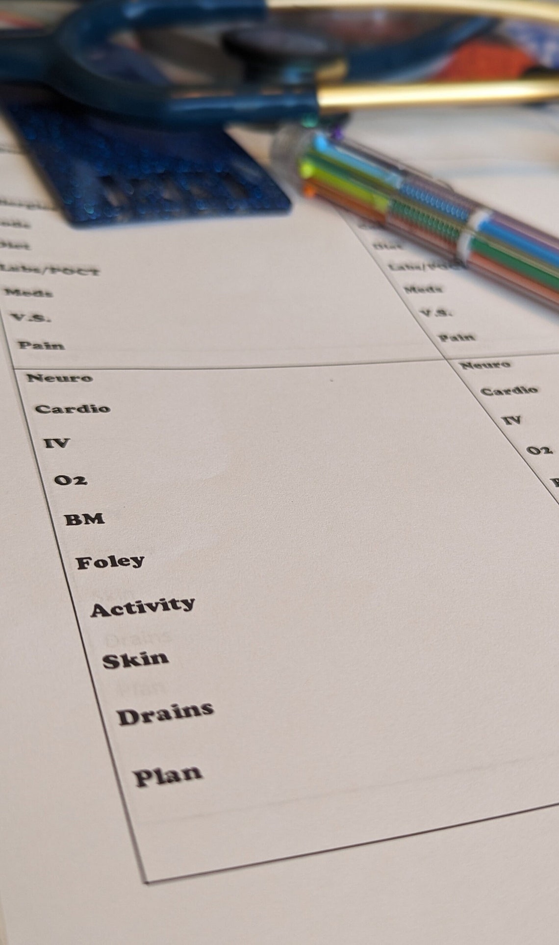 Nurse Brain AKA Report Sheet for Organized Nurses. Bubbly Font Version ...