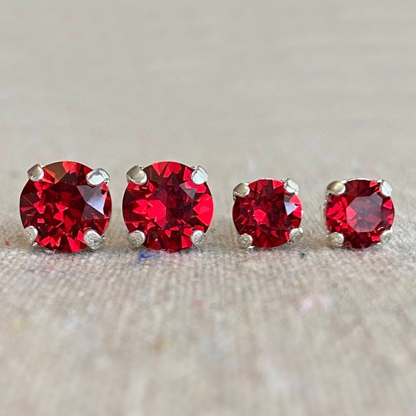 Red Swarovski Earrings - Etsy