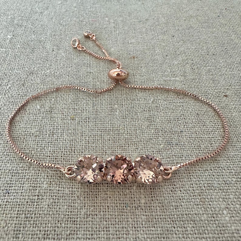 Swarovski Crystal Bar Bracelet | 8mm Vintage Rose, Blush Rose Xirius ...