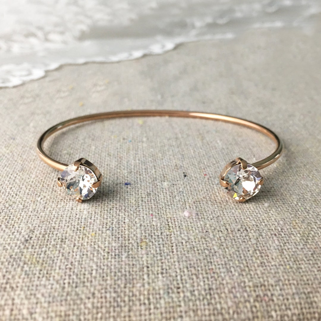 Swarovski Crystal Open Cuff Bracelet, Brilliant Swarovski Bangle, Rose ...