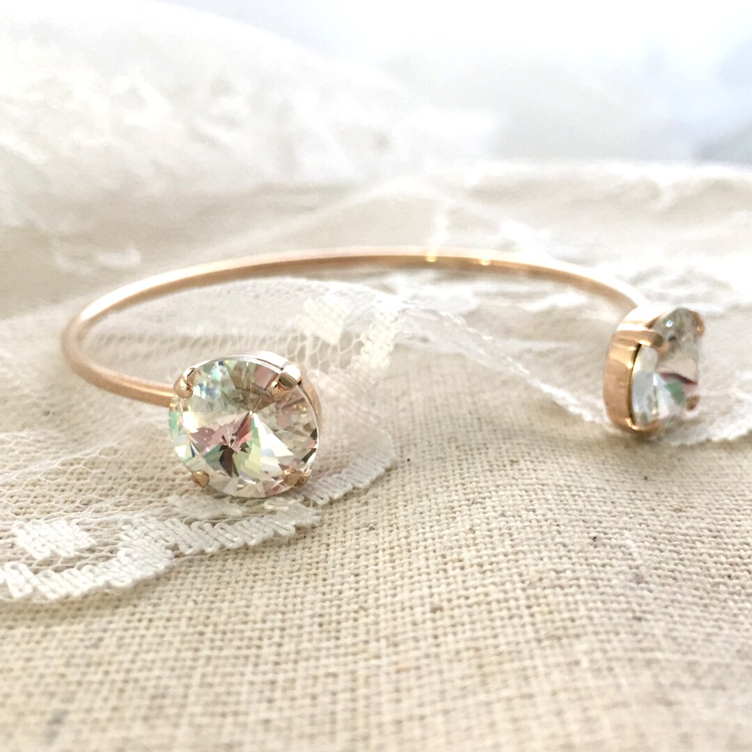 Swarovski Crystal Cuff Bracelet, Crystal Open Cuff Bracelet, Adjustable ...