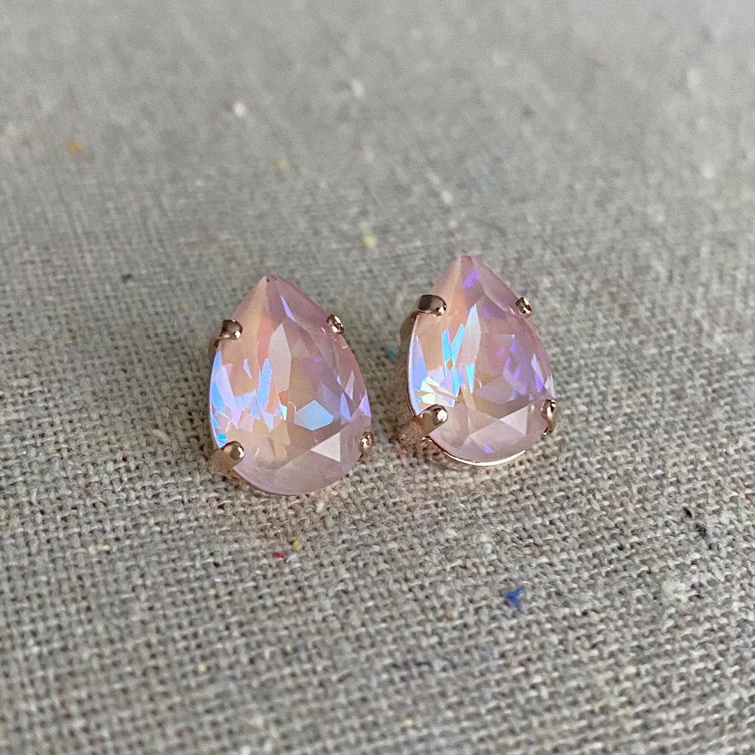 Swarovski Dusty Pink Delite Crystal Teardrop Rhinestone Pear Rose Gold