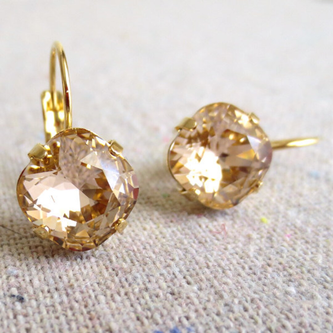 Swarovski Pale Peach Cushion Cut Rounded Square Crystal Dangling ...