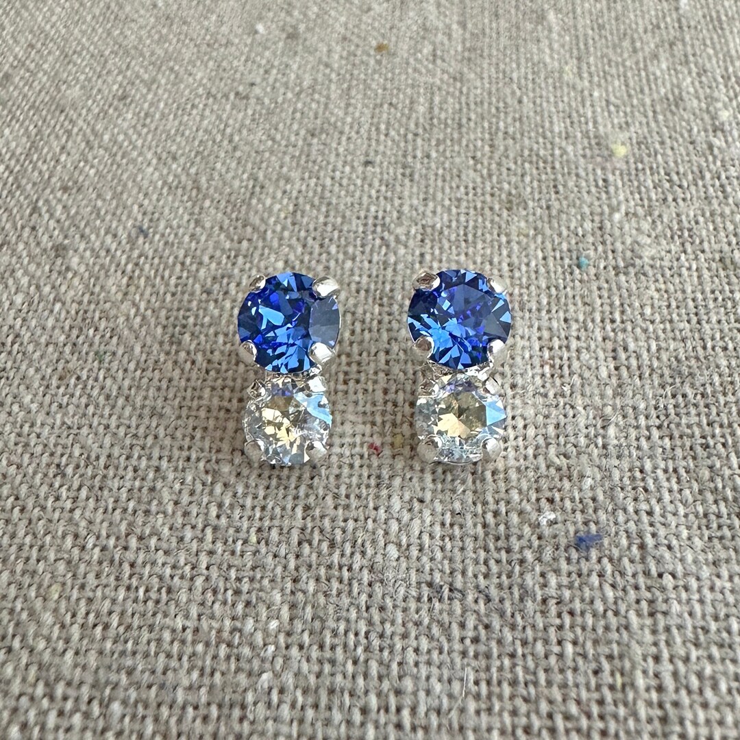 Swarovski Crystal Earrings, Xirius Chaton Studs, Double Bubble Vertical ...