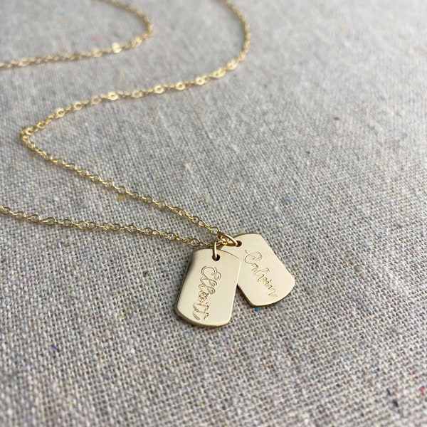 Dog Tag Monogram Necklace - Etsy