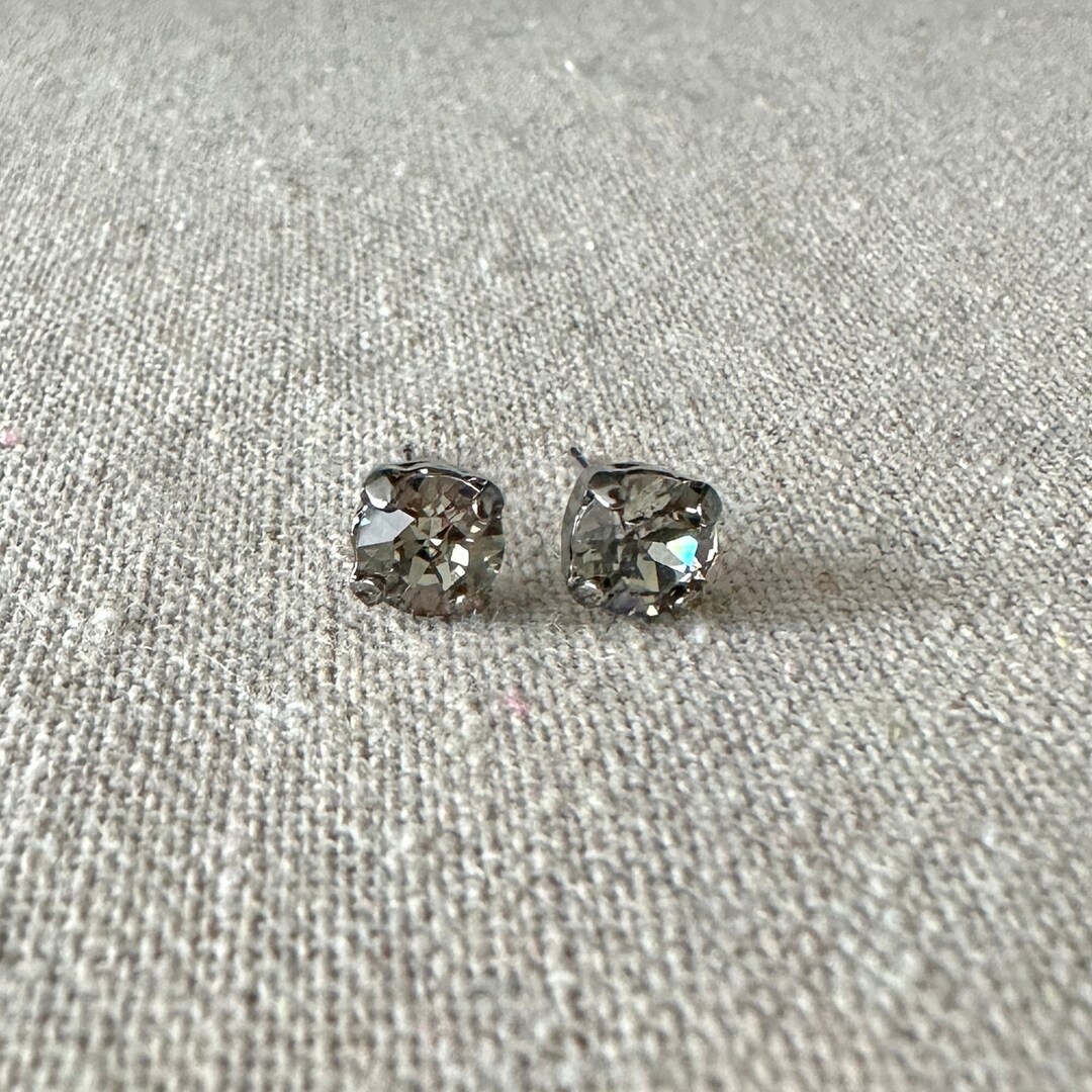 Swarovski Crystal Post Earrings | 6mm Black Diamond Xirius Chaton | Surgical Steel Posts | E0056 ...
