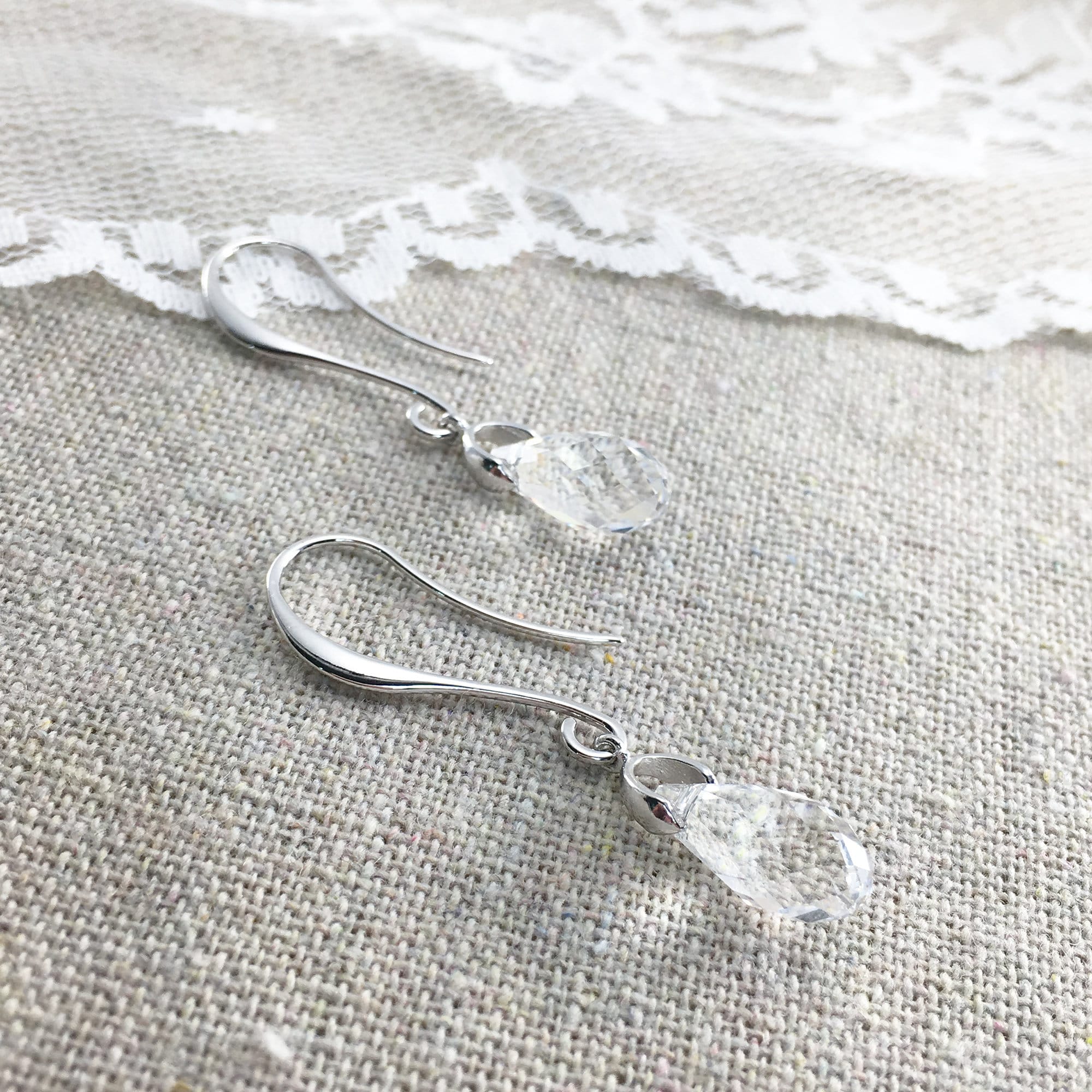 Swarovski Crystal Teardrop Simple Dangling Delicate Bridal | Etsy