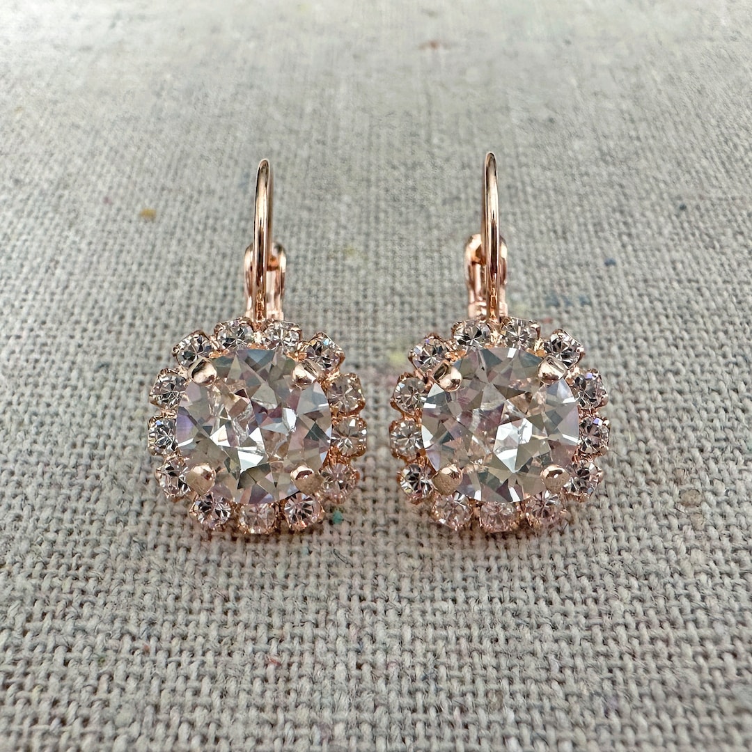 Swarovski Crystal Dangling Earrings | 8mm Crystal Xirius Chatons With ...