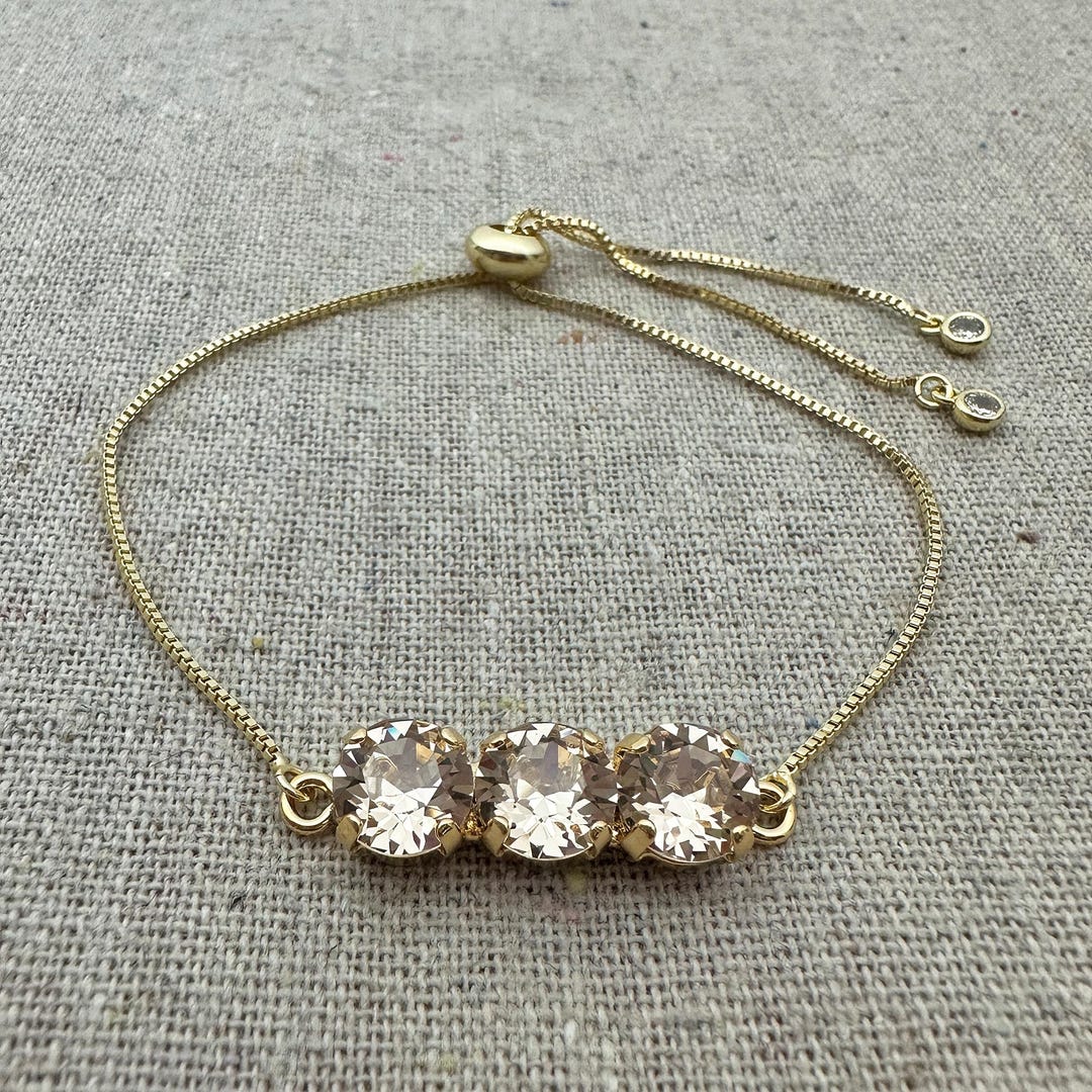 Swarovski Crystal Adjustable Bracelet, Sliding Silicone Bolo Clasp, 8mm ...