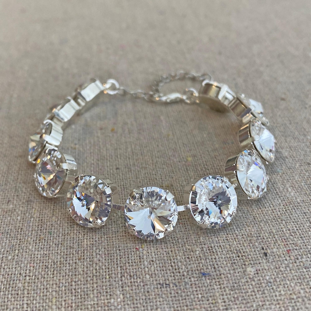 Swarovski Crystal Tennis Bracelet | 12mm Crystal Rivoli Chatons ...